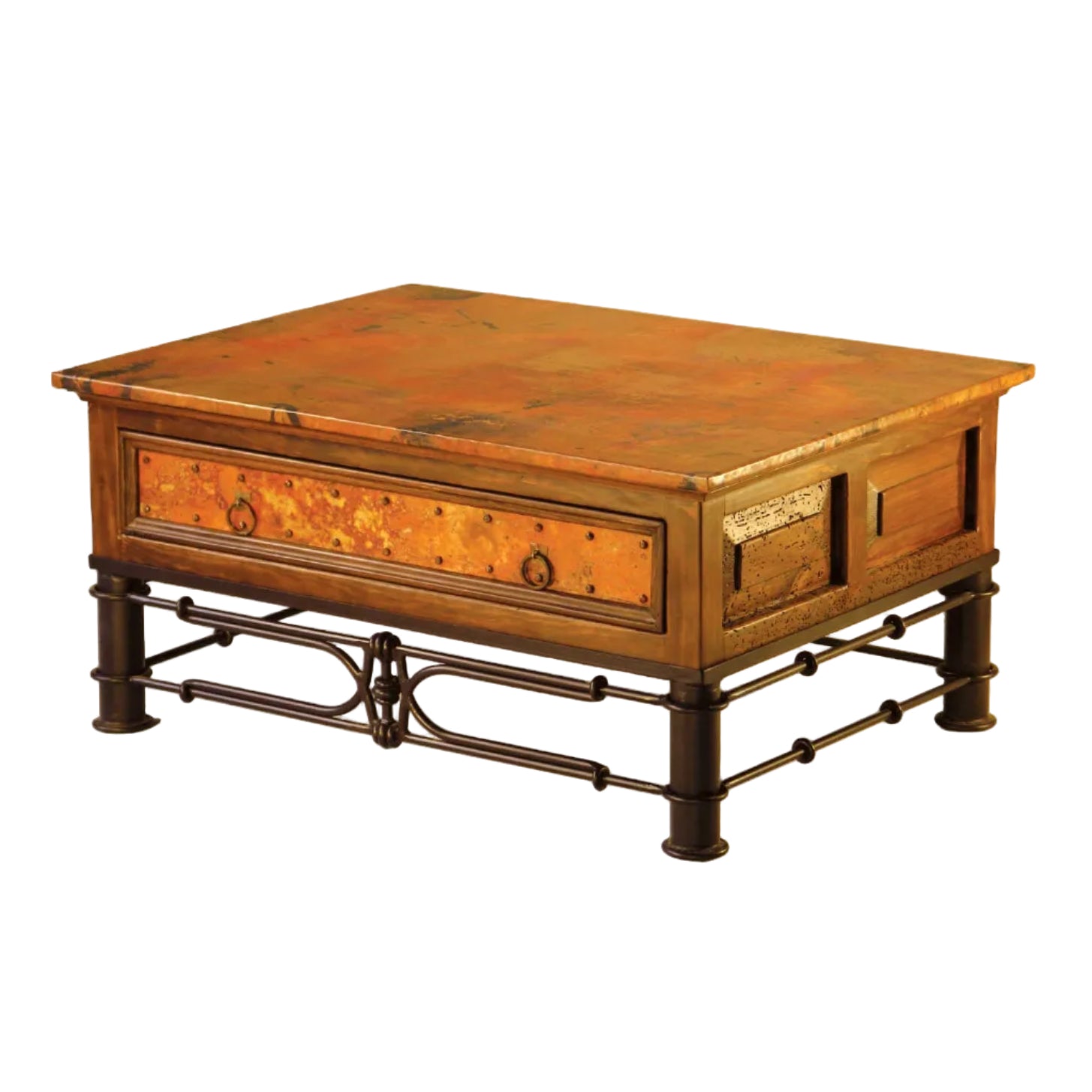 1-Drawer Copper Coffee Table W/Pablo Base – Great Blue Heron Furniture
