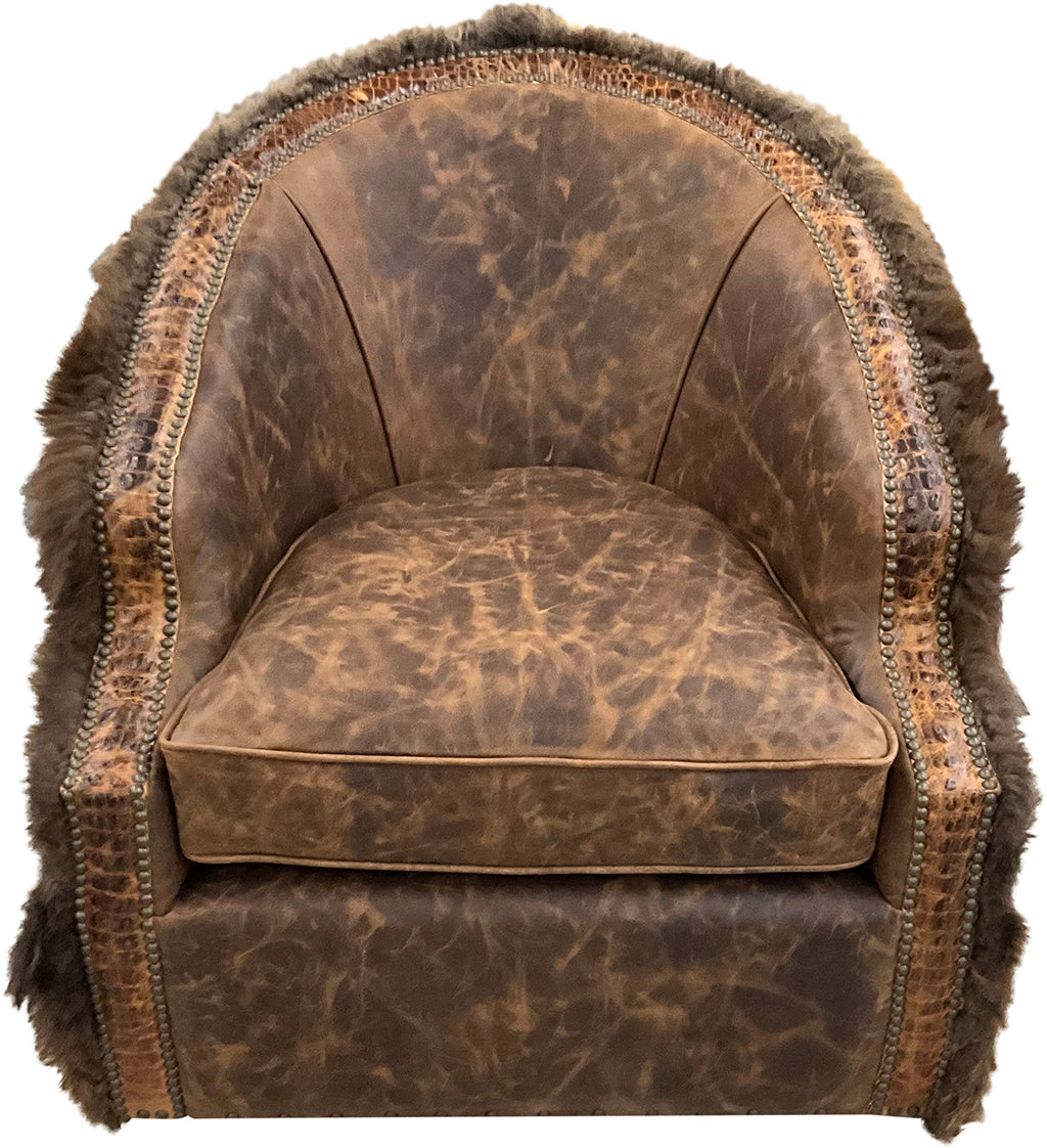 Yellowstone Buffalo Swivel Chair – Great Blue Heron Furniture