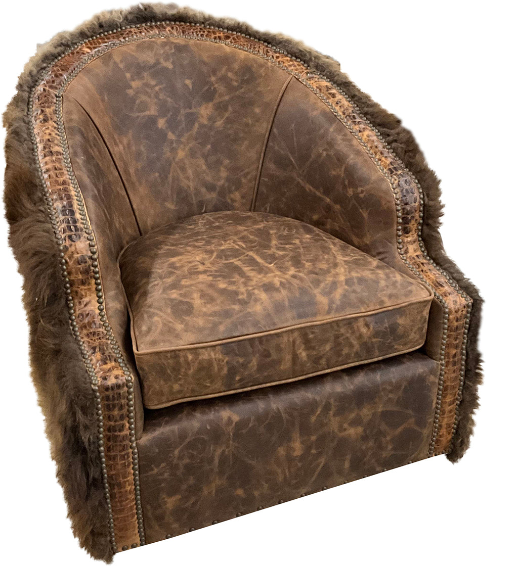 Yellowstone Buffalo Swivel Chair – Great Blue Heron Furniture