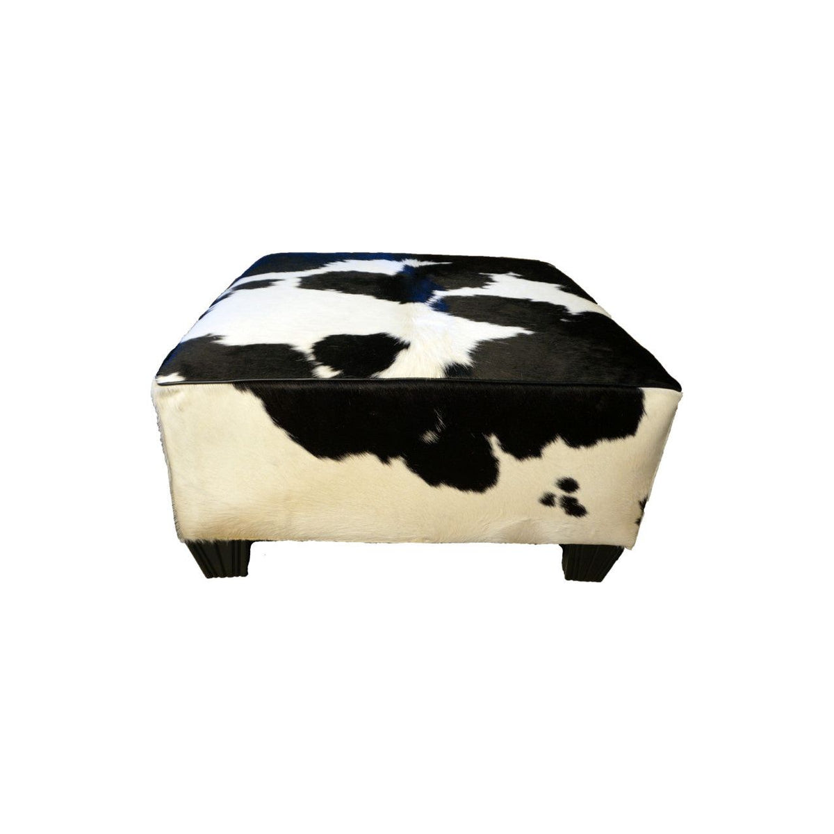 Black and White Cowhide Square Ottoman – Great Blue Heron Furniture