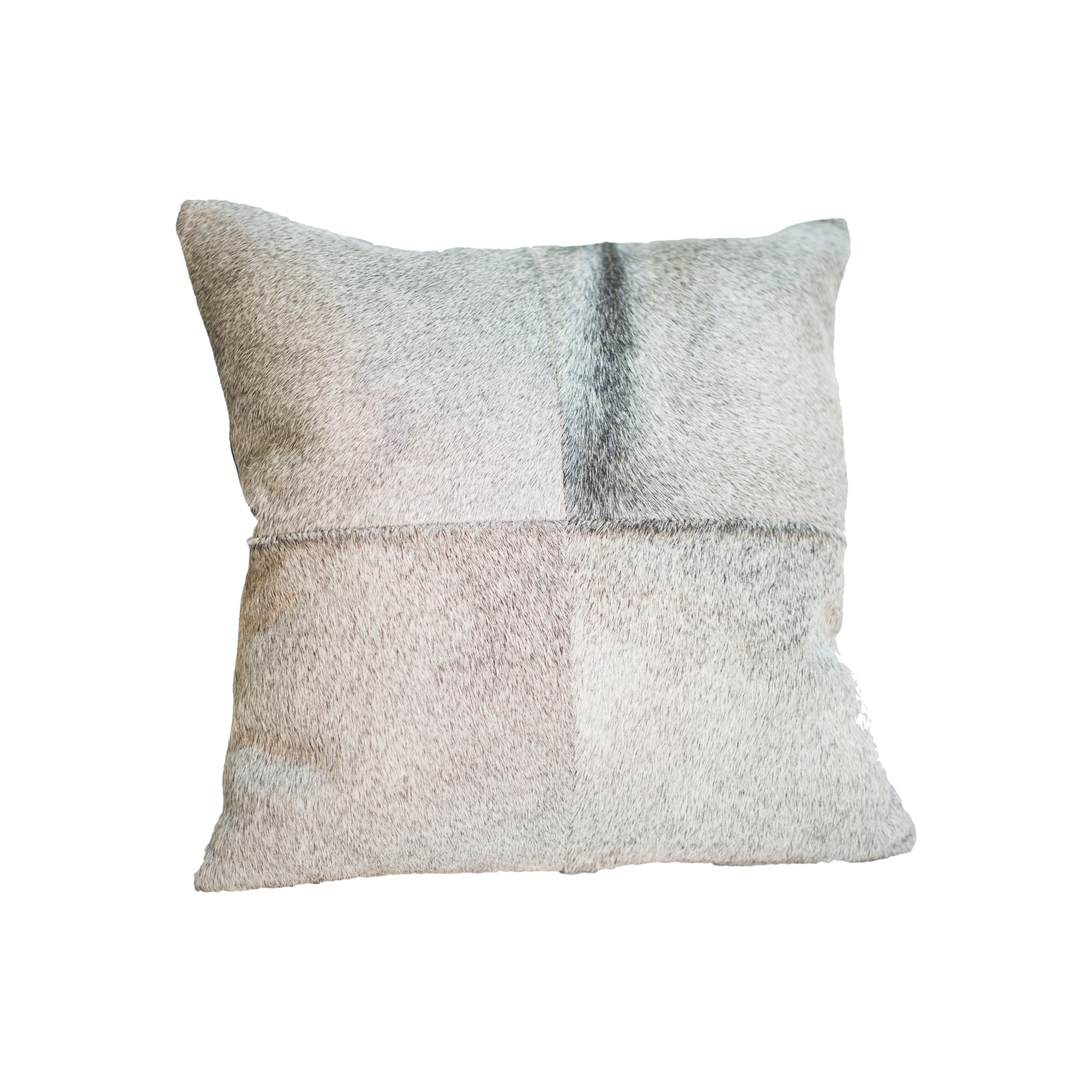 Cowhide Quadrant Pillow - Gray Cowhide Pillow – Great Blue Heron Furniture
