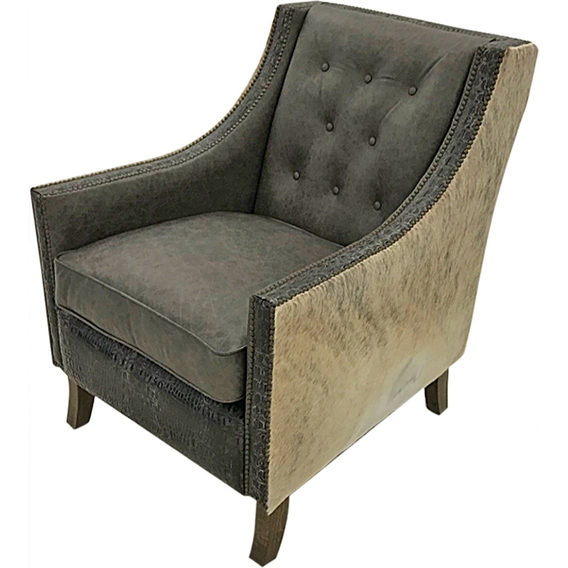Aztec Chair | Gray Leather Chair – Great Blue Heron Furniture